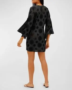 VIX PAULA HERMANNY Perola Knot Short Caftan Coverup - Black