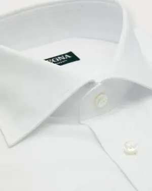 Zegna Apos;s Trofeo Cotton Dress Shirt - White Solid