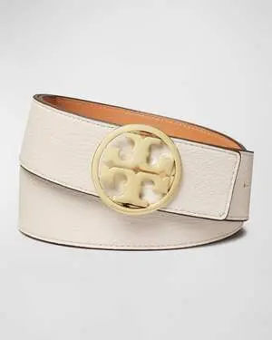 Tory Burch Tory Burch Miller Reversible 1.5" Logo Belt New Ivory