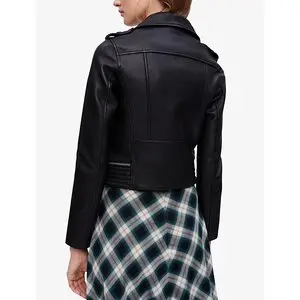 Maje Basal Leather Biker Jacket - Noir / Gris