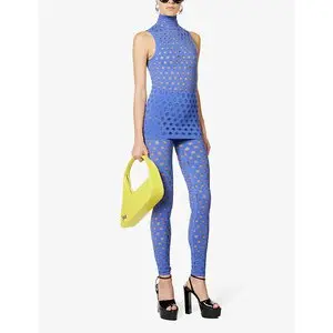 MAISIE WILEN Perforated Turtleneck Stretch-woven Top