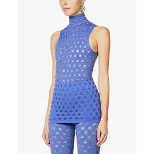 MAISIE WILEN Perforated Turtleneck Stretch-woven Top
