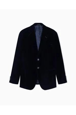 Giorgio Armani Icon George Line Single-breasted Velvet Jacket - Navy