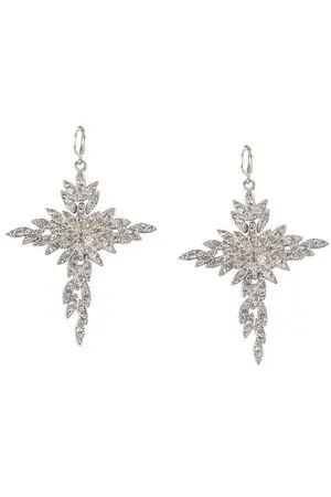 KENNETH JAY LANE Rhodium And Rhinestone Drop Earrings