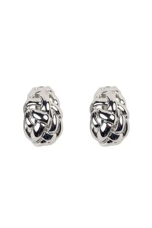 KENNETH JAY LANE Weave Dome Clip Earrings - Silver
