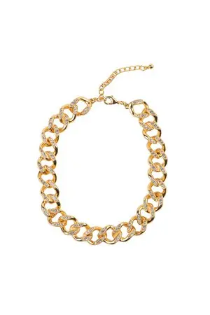 KENNETH JAY LANE Tone Crystal Link Necklace - Gold