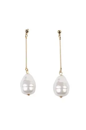 KENNETH JAY LANE Tone Baroque Pearl Drop Earrings - Gold