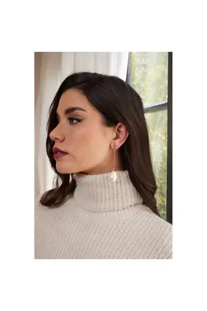 KENNETH JAY LANE Tone Baroque Pearl Drop Earrings