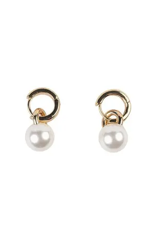 KENNETH JAY LANE Plated Hoop Earrings With Pearl - Gold
