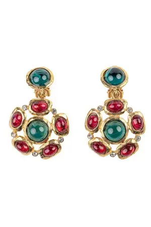 KENNETH JAY LANE Emerald And Ruby Gem Clip-on Earrings