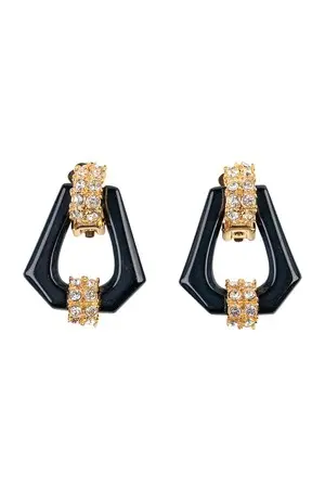 KENNETH JAY LANE Tone Crystal Hexagon Drop Clip On Earrings