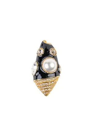 KENNETH JAY LANE Enamel Shell Pin - Black