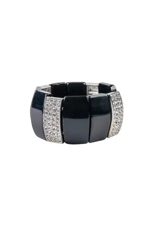 KENNETH JAY LANE Rhinestone Wedge Bracelet - Black