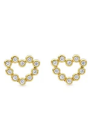 Lagos Ksl Diamond Heart Stud Earrings - Gold Diamond