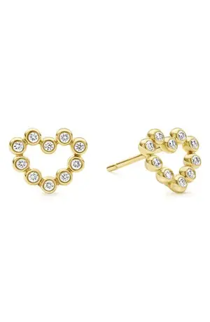 Lagos Ksl Diamond Heart Stud Earrings
