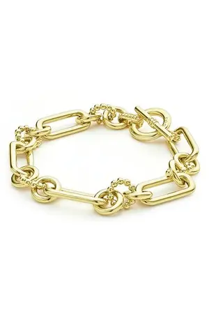 Lagos Signature Caviar Fluted Link Toggle Bracelet - Gold