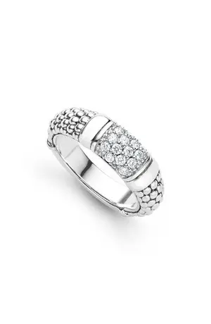 Lagos Signature Caviar Diamond Ring - Silver Diamond