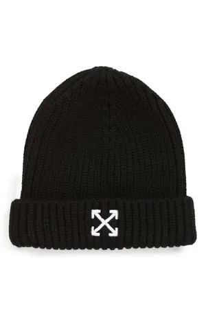 Off-White Embroidered Arrow Wool Beanie