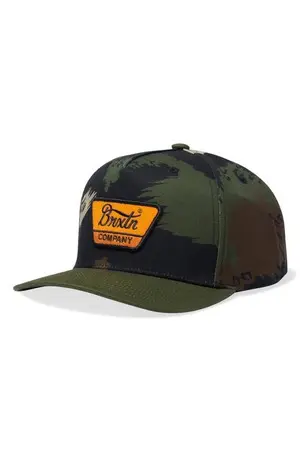 Brixton Linwood Snapback Baseball Cap Camo/ Olive