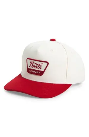 Brixton Linwood Snapback Baseball Cap - Crimson/ Off White