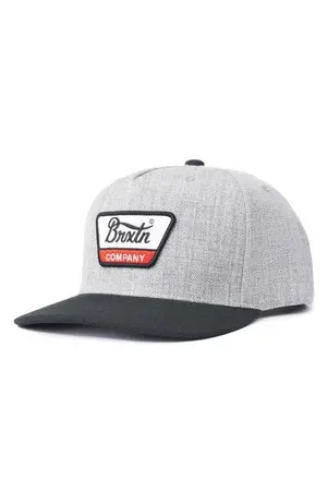 Brixton Linwood Snapback Baseball Cap Heather Grey/black