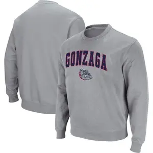 COLOSSEUM Gonzaga Bulldogs Arch & Logo Tackle Twill Pullover Sweatshirt - Heather Gray