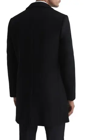 REISS Gable Wool-blend Overcoat - Black