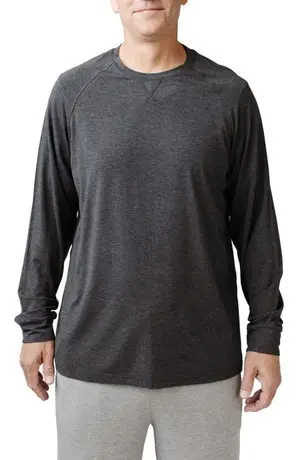 Cozy Earth Stretch Long-sleeve Crewneck T-shirt - Charcoal