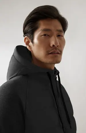 Canada Goose Hybridge Huron Hooded Down Sweatshirt Jacket - Black
