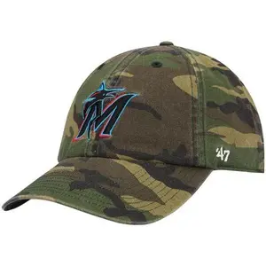 '47 Miami Marlins Team Clean Up Adjustable Hat - Camo