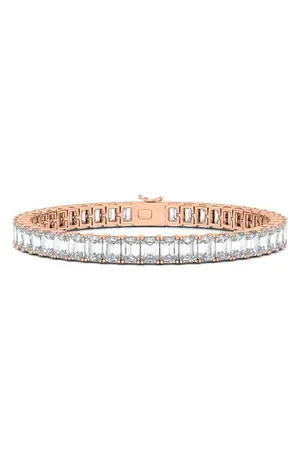 HAUTECARAT Emerald Cut Lab Grown Diamond Tennis Bracelet - 18k Rose Gold