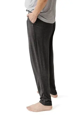 Cozy Earth Tie Waist Stretch Knit Pajama Pants - Charcoal