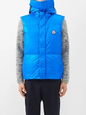 Moncler Moncler - Lawu Hooded Ripstop Down Gilet - Mens - Blue - 2 Blue