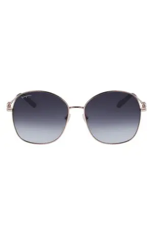 FERRAGAMO 59mm Gradient Sunglasses - Rose Gold/ Grey Gradient