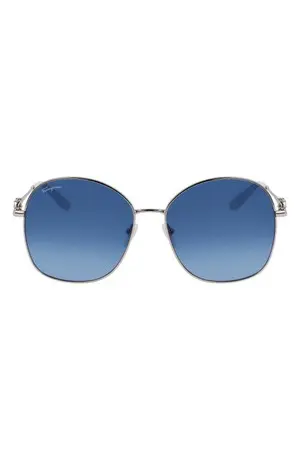 FERRAGAMO 59mm Gradient Sunglasses - Silver/ Blue Gradient