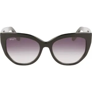 FERRAGAMO FERRAGAMO 56mm Gradient Cat Eye Sunglasses Black