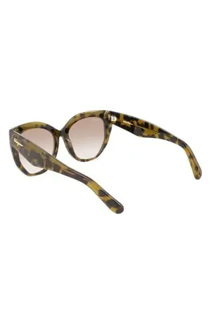 FERRAGAMO 56mm Gradient Cat Eye Sunglasses - Tortoise Green