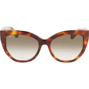 FERRAGAMO FERRAGAMO 56mm Gradient Cat Eye Sunglasses Tortoise