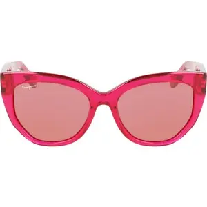 FERRAGAMO FERRAGAMO 56mm Gradient Cat Eye Sunglasses Transparent Red