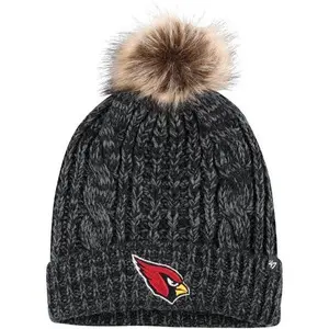 '47 Arizona Cardinals Logo Meeko Cuffed Knit Hat With Pom - Black
