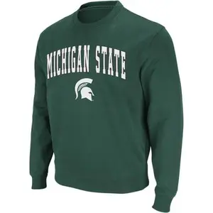 COLOSSEUM Michigan State Spartans Arch & Logo Crew Neck Sweatshirt - Green