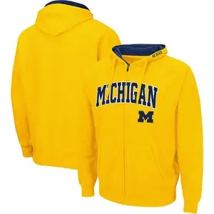 COLOSSEUM Michigan Wolverines Arch & Logo 3.0 Full-zip Hoodie - Maize
