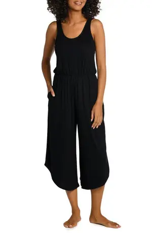 La Blanca Draped Wide Leg Jumpsuit - Black