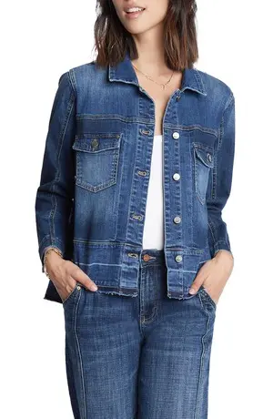 Wash Lab Denim Spread Collar Jackets For Women