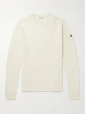 Moncler Ribbed Virgin Wool And Cashmere-blend Sweater - Neutrals