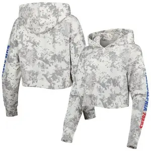 LUSSO White Philadelphia 76ers Maia Tri-blend Cropped Quarter-zip Top - Gray