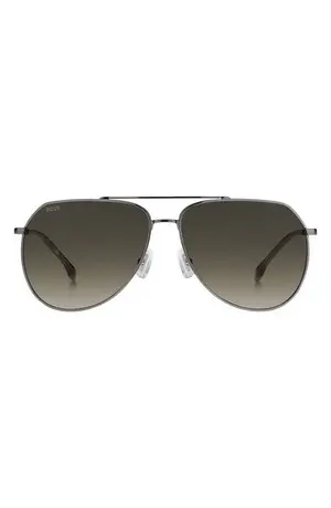 BOSS 61mm Aviator Sunglasses - Dark Ruthenium