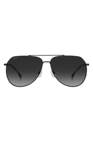 BOSS BOSS 61mm Aviator Sunglasses Matte Black / Grey