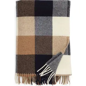 Pendleton Plaid Washable Wool Throw - Navy/camel