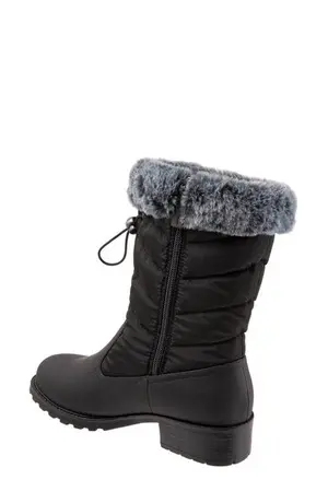 Trotters Bryce Faux Fur Trim Winter Boot - Black